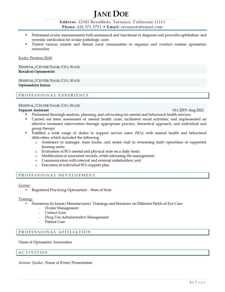 Optometrist Resume Sample: Effective Writing Tips This 2026